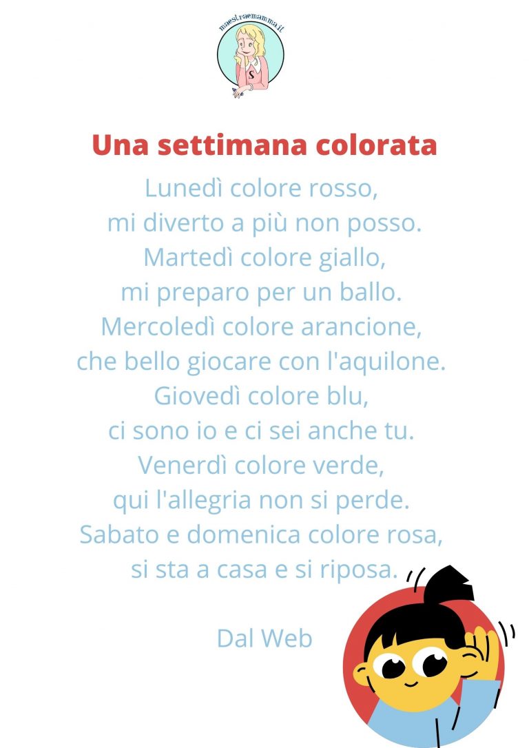Poesie e filastrocche per associare i colori ai giorni della settimana