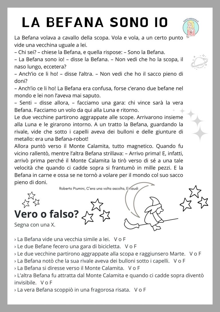 "La Befana sono io" - racconto con domande - Maestraemamma
